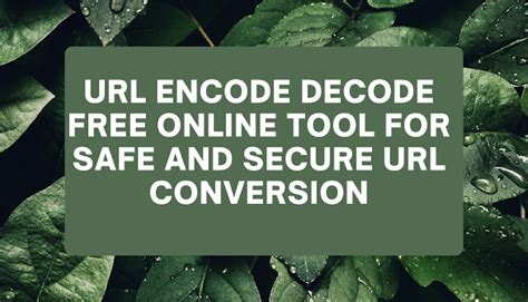 url encode decode free online tool for safe and secure url conversion