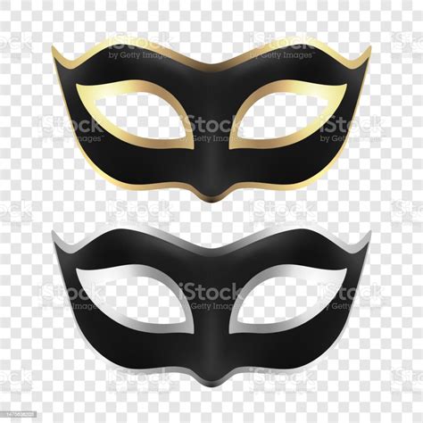 벡터 3d 현실적인 검정과 은색 황금 카니발 얼굴 마스크 아이콘 세트가 격리되어 있습니다 파티용 마스크 가장 근접 촬영 마스크의 디자인 템플릿입니다 카니발 파티 비밀 영웅