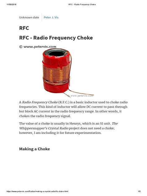 Rfc Radio Frequency Choke Pdf Pdf Inductor Components