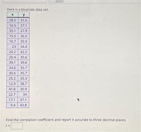 Solved Data Set Find The Correlation Coefficient And Report