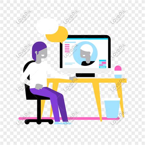 평면 화상 회의 벡터 그림 Png 일러스트 무료 다운로드 Lovepik