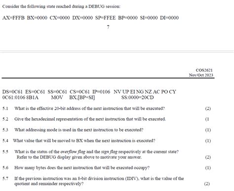 Solved Consider The Following State Reached During A Debug