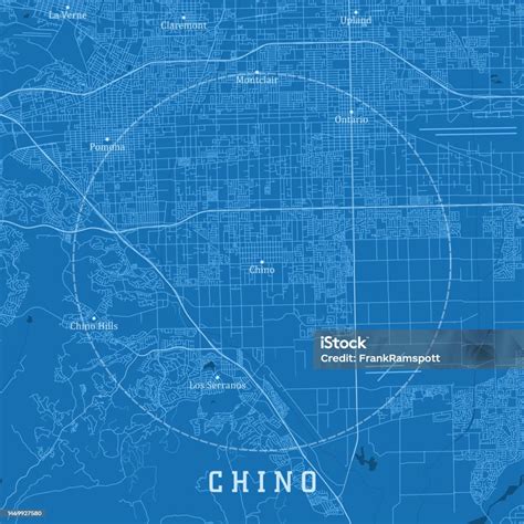 Chino Ca City Vector Road Map Blue Text Stock Illustration Download