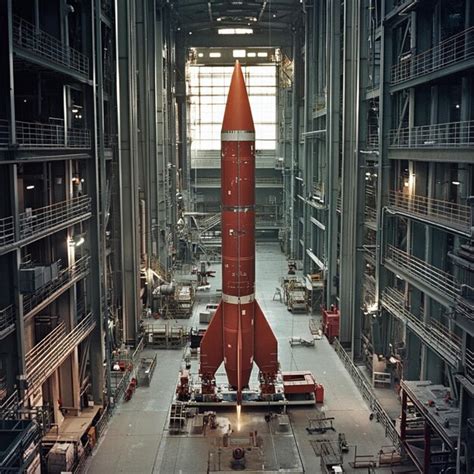 A Rocket Undergoing Testing In A Specialized Test Facility Premium Ai Generated Image