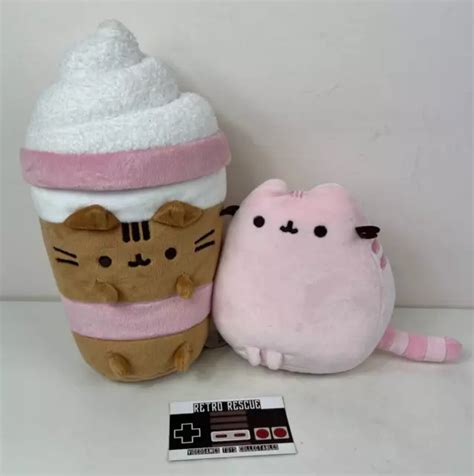 Pusheen Cat Plush Soft Toy Bundle Iced Coffee Cream Pink Gund Cuddly