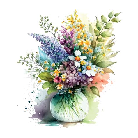 Bouquet Of Spring Flowers Watercolor Flowers Watercolor Illustration