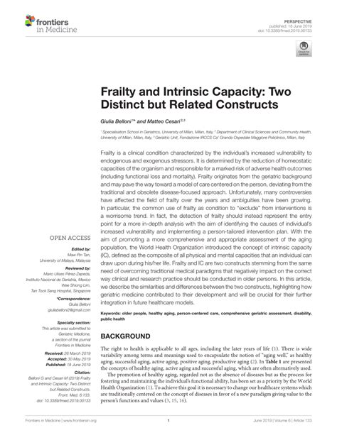 Pdf Frailty And Intrinsic Capacity Two Distinct But Related Constructs