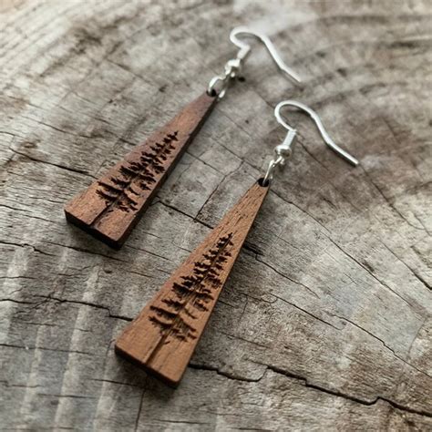 Wooden Dangle Earrings Etsy