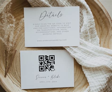 QR Code RSVP Wedding Details Card Enclosure Card Template Etsy