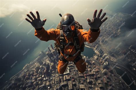 Premium Ai Image Base Jumping Jumping From High Objects Such As