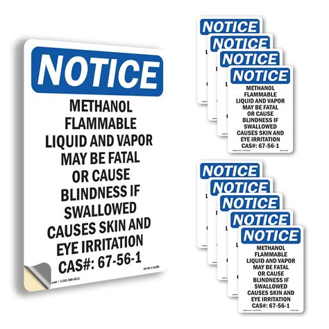 Methanol Flammable Liquid And Osha Notice Vinyl Decal Label 7 Inch X 5