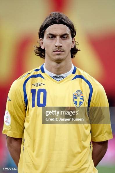 Zlatan Ibrahimovic Of Sweden Listens To His Countries National Anthem