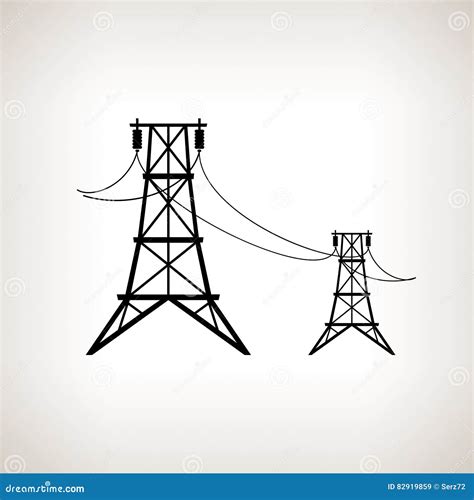 Silhouette Of High Voltage Power Lines Vector Illustration