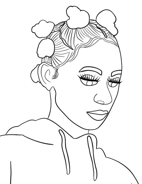 Printable Brown Girl Coloring Page Girl With Natural Hair Bantu Knots
