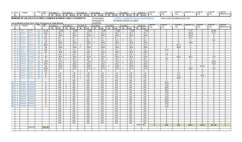 Calculation Sheet Electric Cable In Xls Cad 1679 Kb Bibliocad