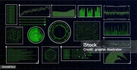 Hud 未來介面高科技顯示與資訊圖形元素儀錶板包含圖表圖表線條圖形和數據向量圖形及更多儀表板 視覺教具圖片 儀表板 視覺教具