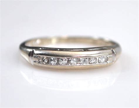 Vintage 14k White Gold Diamond Band Ring Etsy