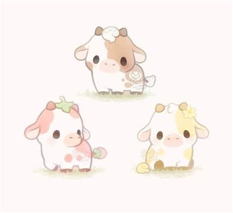 Kawaii Cows Cute Cartoon Drawings Cute Animal Drawings Kawaii Cute