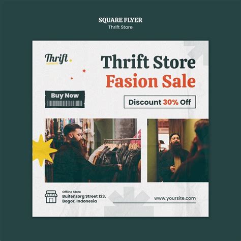 Free Psd Flat Design Thrift Store Square Flyer Template