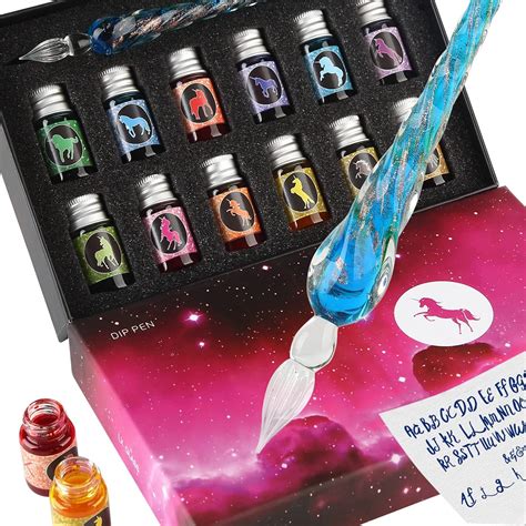 Gc Ensemble De Stylos En Verre 2 Stylos 12 Encres Multicolores 1
