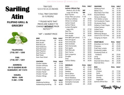 Menu At Sariling Atin Bergenfield