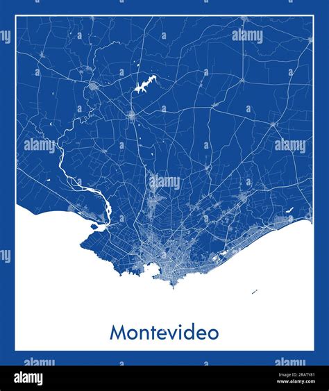 Montevideo Uruguay South America City Map Blue Print Vector