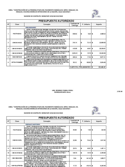 Estimación Completa De Obra Pública Pdf Alcantarillado Hormigón