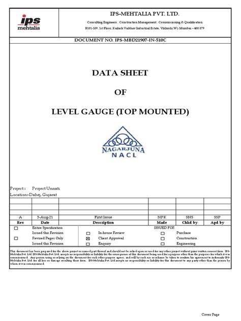 Ips Mbd21907 In 510c Data Sheet Of Level Gauge Top Mounted A Pdf Pipe Fluid Conveyance