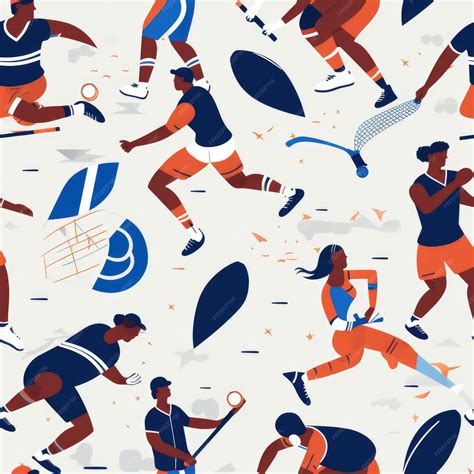 Premium Ai Image Sports Athletes Athletic Prowess Seamless Pattern