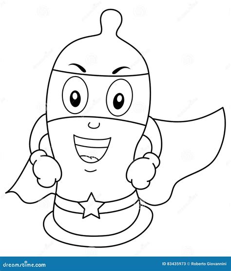 Coloring Funny Condom Superhero Stock Vector Illustration Of Cloak