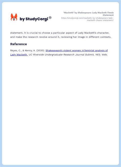 Macbeth By Shakespeare Lady Macbeth Thesis Statement Free Essay Example