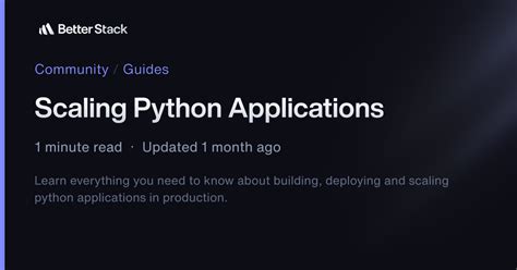 Scaling Python Applications Better Stack Community