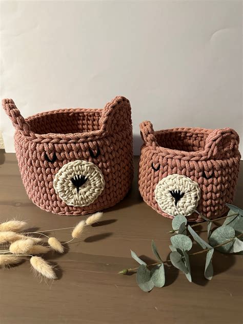 Bear Basket Basket Bear Crochet Basket Bear Basket Crocheted T Idea