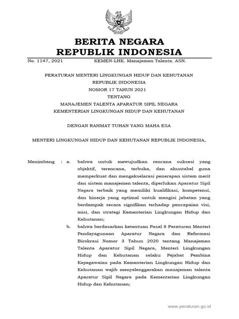 Permen Lhk Nomor 17 Tahun 2021 Pdf