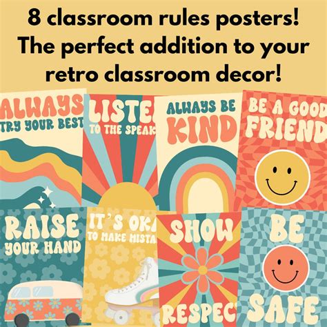 Retro Classroom Posters Classroom Rules Poster Set Etsy