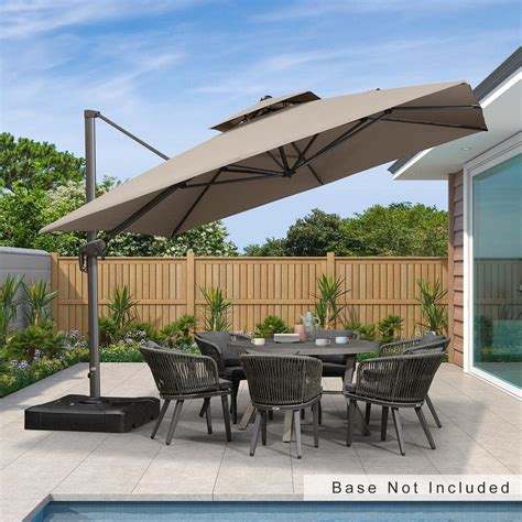 Purple Leaf 11 Ft Square Double Top Aluminum Rotation Outdoor