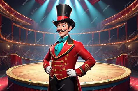 Circus Ringmaster Cartoon Character Illustration Premium Ai Generated Image
