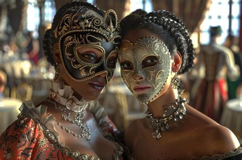 Renaissanceinspired Masquerade Ball With Interraci Premium Ai