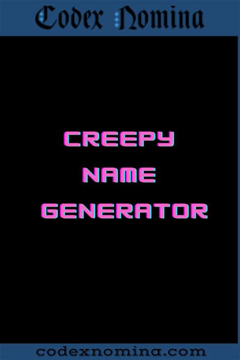 Mysterious Name Generator For Dark Characters