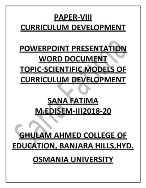 Taba Model Of Curriculum Development Pptx Primary Education Education