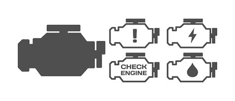 Premium Vector Engine Indicators Icons Silhouette Grey Check Engine