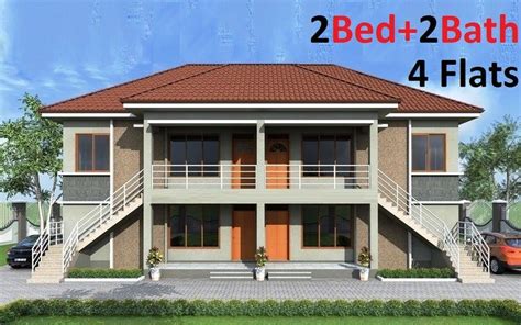B 312 B Two Story Building Plans With 4 Flat 2 Bed 2 Bath 1