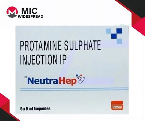Protamine Sulfate Injection Neutrahep 10mg Injection 5x5 Ml Vials At