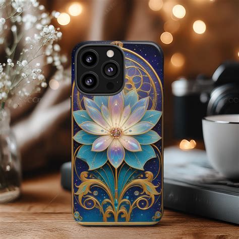 Sacred Lotus Mandala Phone Case Celestial Floral Design Spiritual