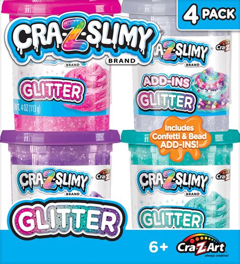 Cra Z Slimy 4 Pack Glitter Slime Set Comes With 3 Colors