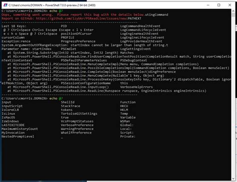 Argumentoutofrangeexception Completion Of Splat But Not · Issue 983 · Powershellpsreadline