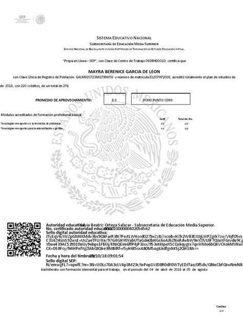 Certificado De Prepa Pdf Free Word Template