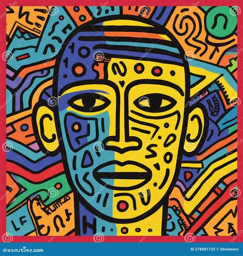 Minimal Hand Drawn Album Art In The Style Of Keith Haring Stock Image
