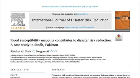 Flood Susceptibility Mapping Contributes To Disaster Risk Reduction A