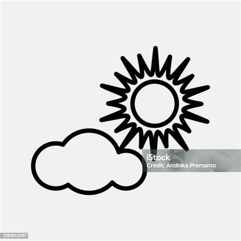 아이콘은 부분적으로 맑습니다 날씨 요소 기호입니다 선 스타일의 아이콘입니다 인쇄물 웹 스마트폰 앱 포스터 인포그래픽 로고 표지판 등에 적합합니다 0명에 대한 스톡 벡터 아트